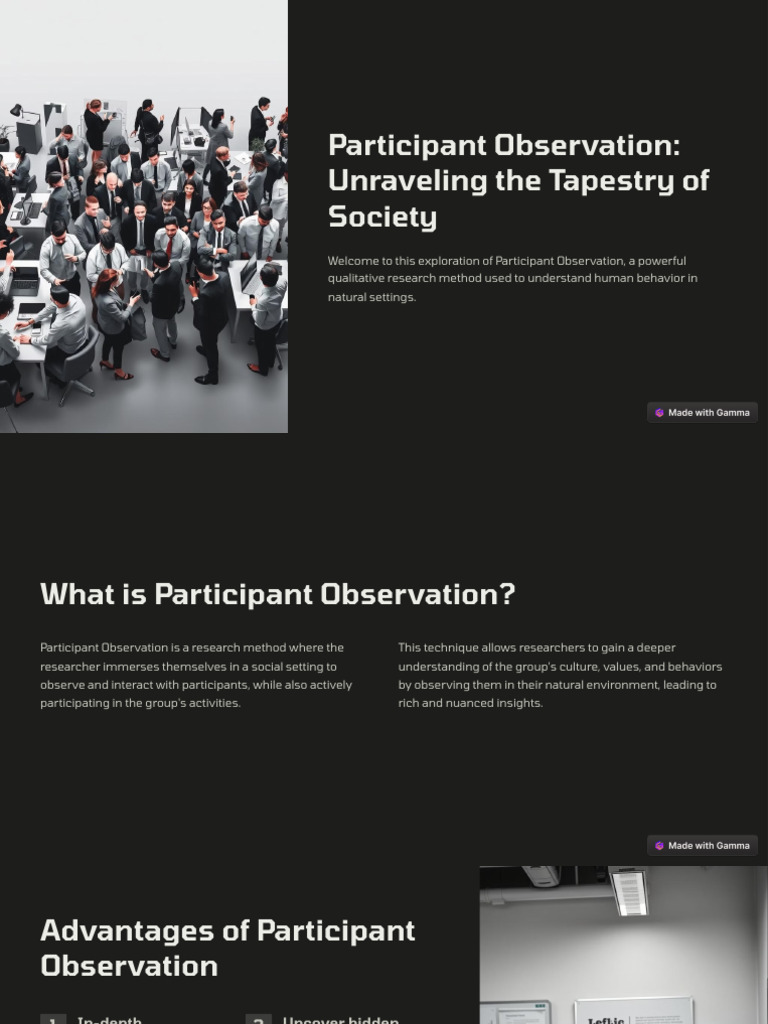 Participants Observation | PDF | Behavior | Behavioural Sciences