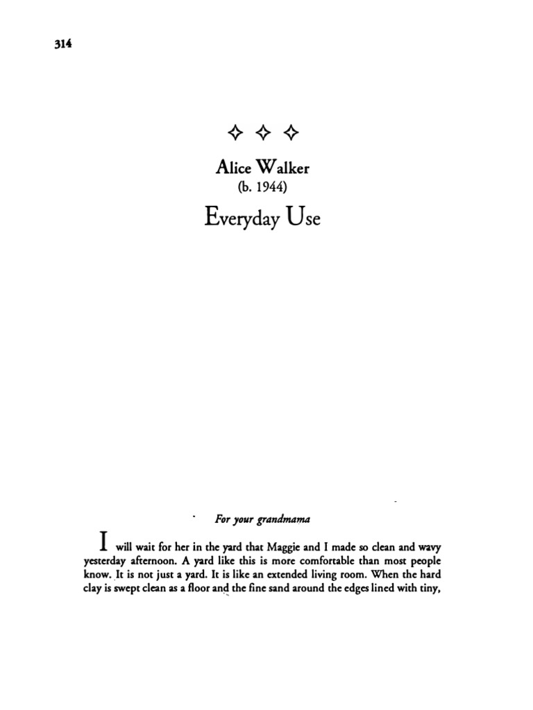Everyday Use by Alice Walker | PDF