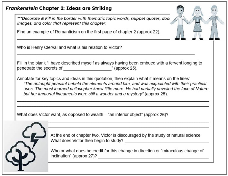 Frankenstein Doodle Notes Study Guide Ch2 | PDF