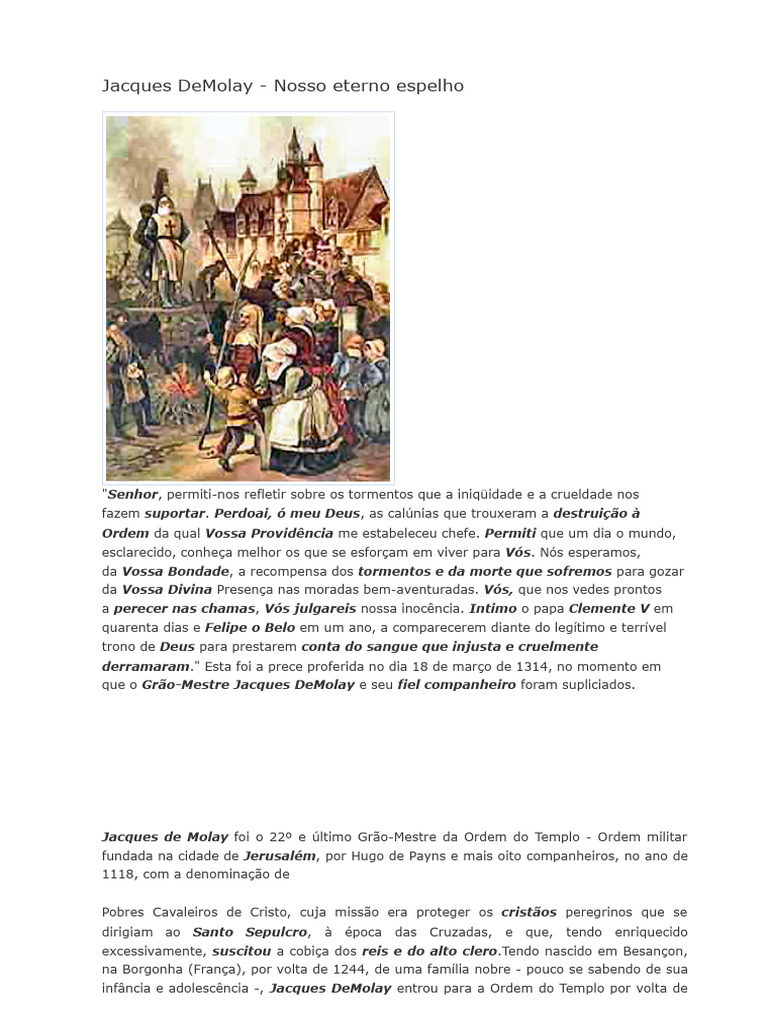 Jacques DeMolay - Nosso Eterno Espelho - José Inácio da Silva Filho | PDF | Cavaleiros ...
