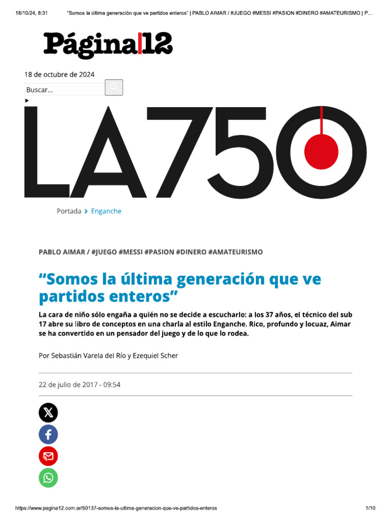 Aimar, P. Somos La Última Generación Que Ve Partidos Enteros | PDF