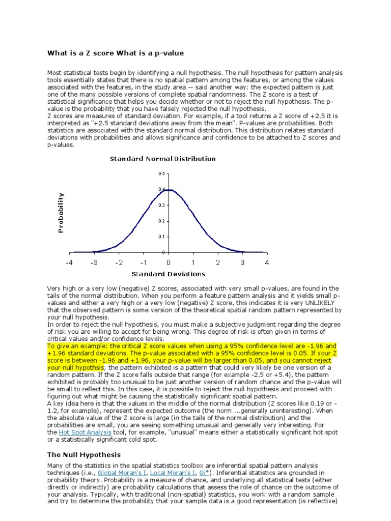 Understanding Z Scores & P-Values | PDF | P Value | Statistical ...