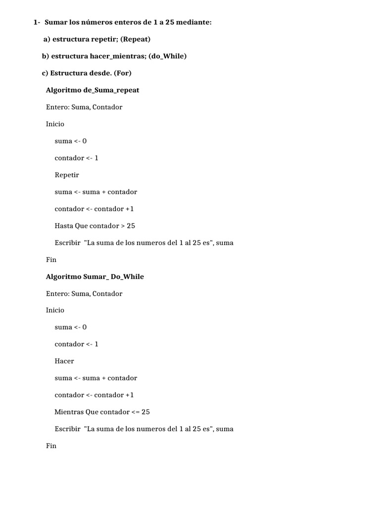 Practica De Algoritmo 2da Parte Pdf Algoritmos Y Estructuras De Datos Algoritmos