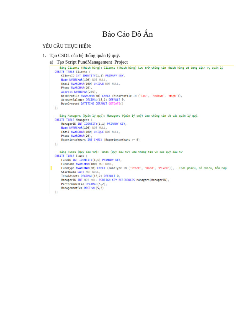 Báo Cáo Đồ Án Csdlpt | PDF