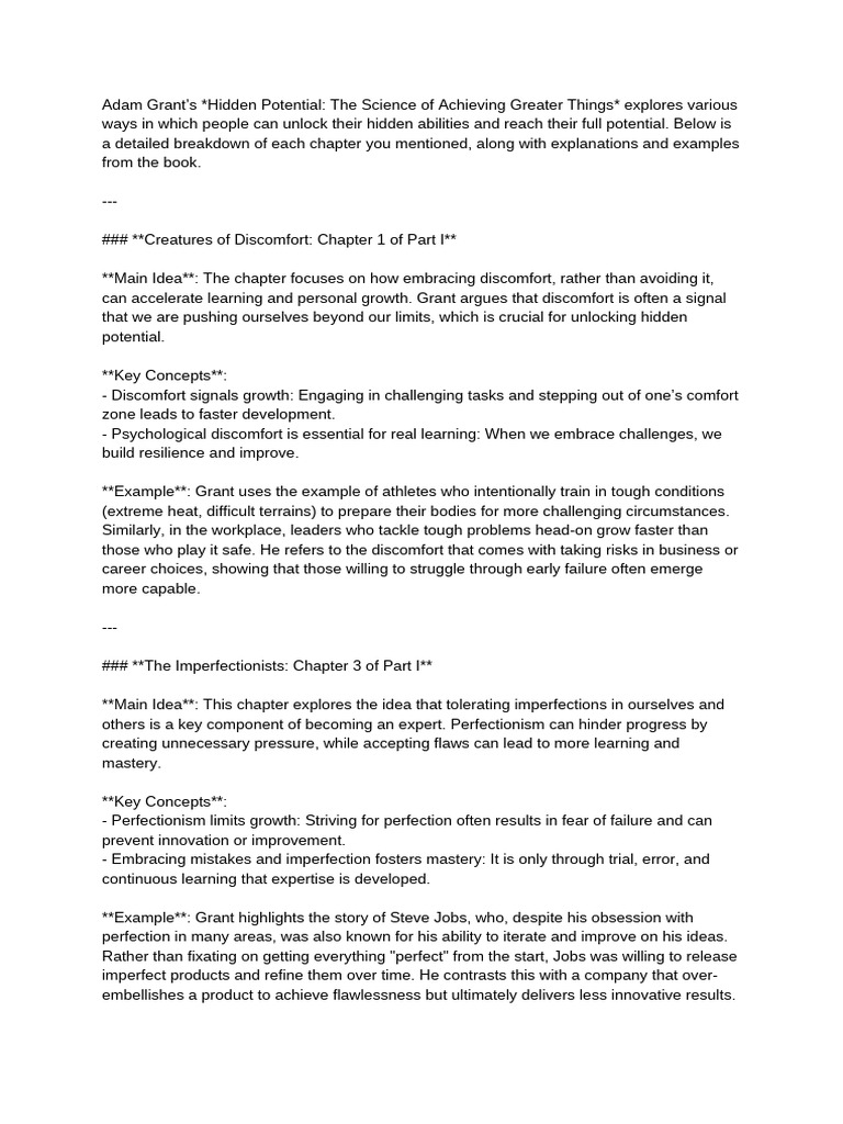 Unlocking Hidden Potential by Adam Grant | PDF | Psychological ...