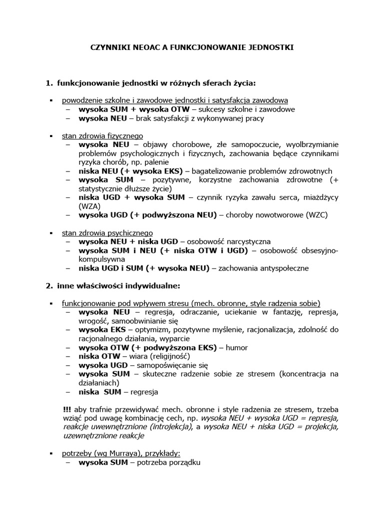 NEOAC A Funkcjonowanie | PDF