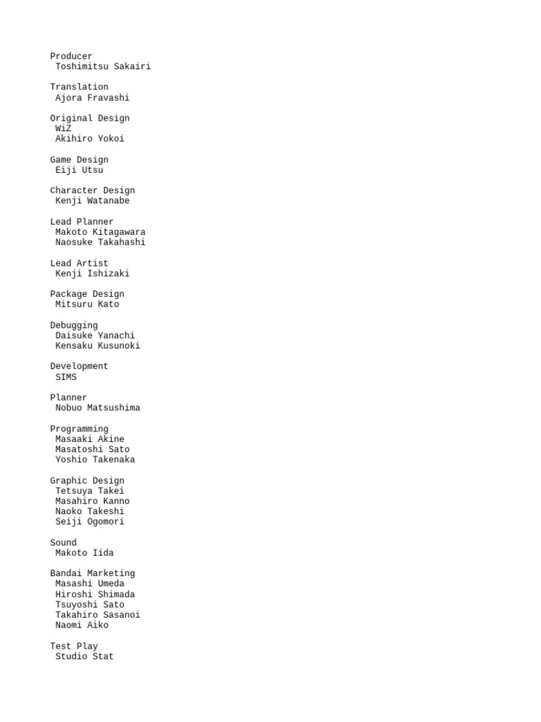 Full Credits | PDF