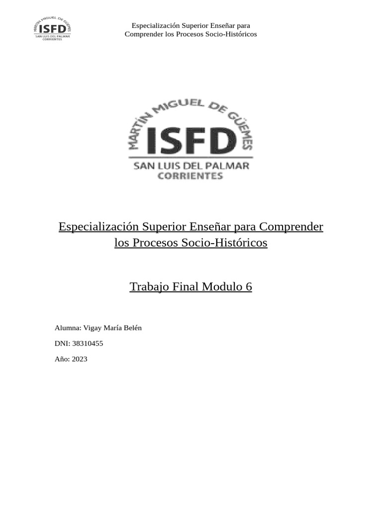 Trabajo Final Modulo 6. Vigay | PDF | Enseñando | Planificación