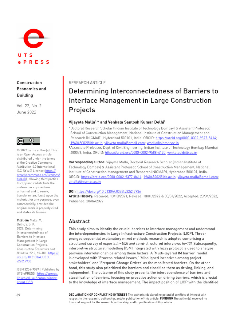 Barriers to Interface Management in Construction | PDF | Interface ...