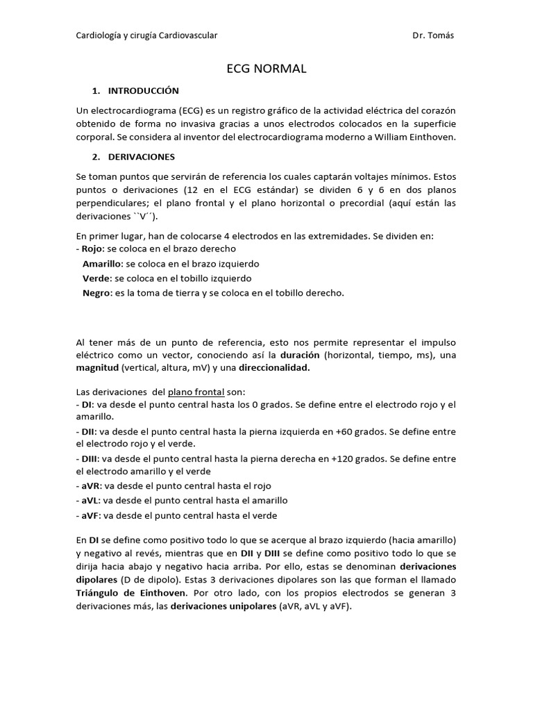 EGC Normal No Patológico | PDF | Electrofisiología cardíaca | Especialidades Medicas