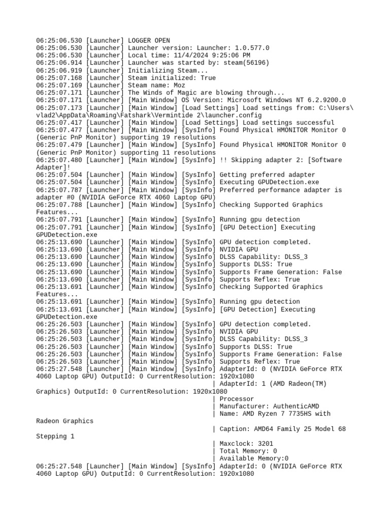 Vermintide2 Launcher - Log | PDF | Graphics Processing Unit | Computing