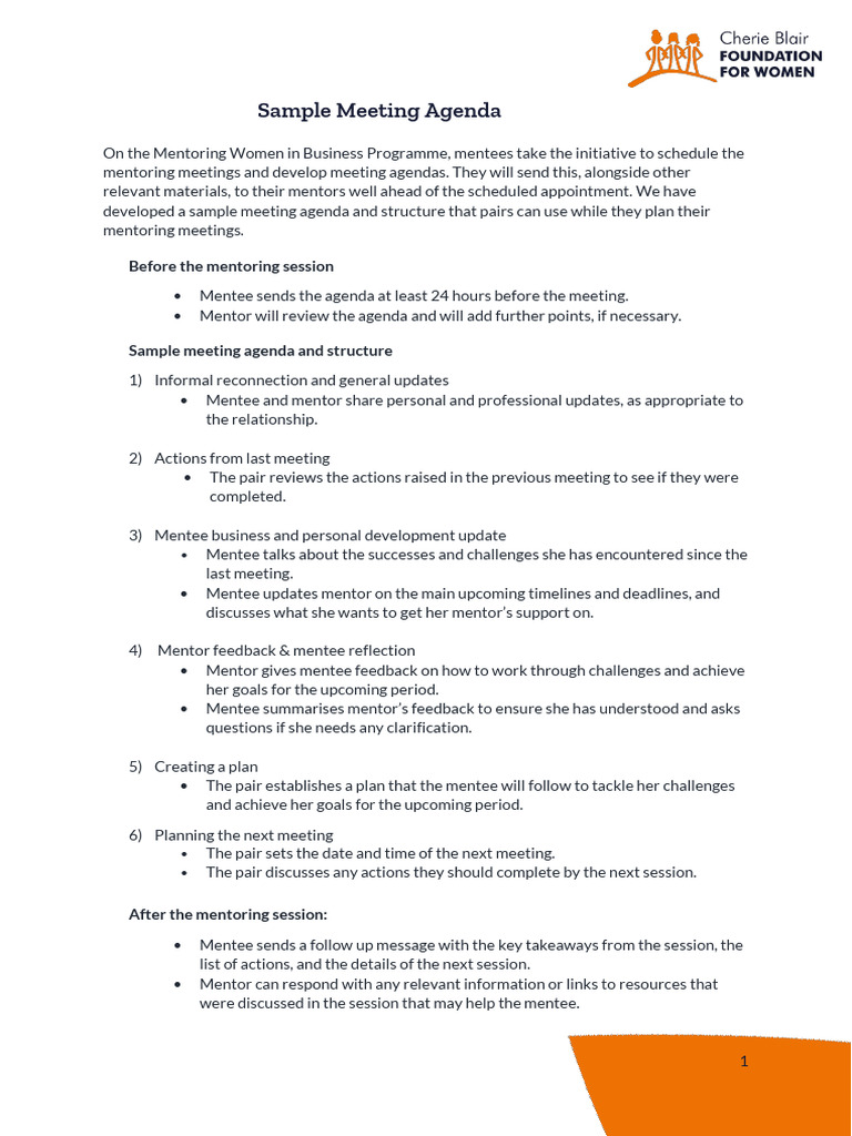 Mentoring Meeting Agenda Template | PDF