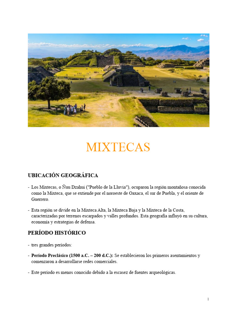 Resumen Mixtecas | PDF | Mesoamérica