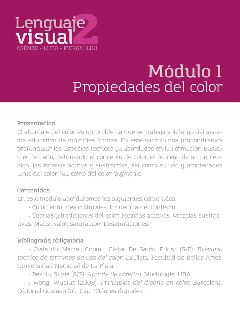 Lenguaje Visual 2 - Módulo 1 | PDF | Color | Ligero