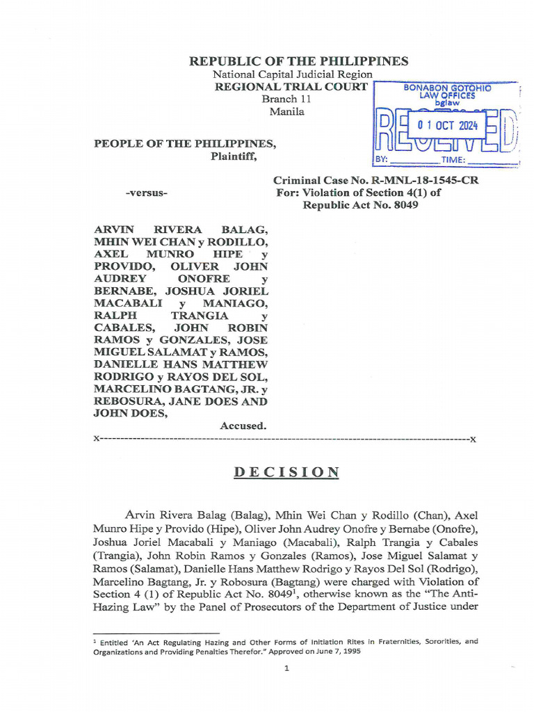 DECISION 100124 People vs. Balag Et Al 1 | PDF