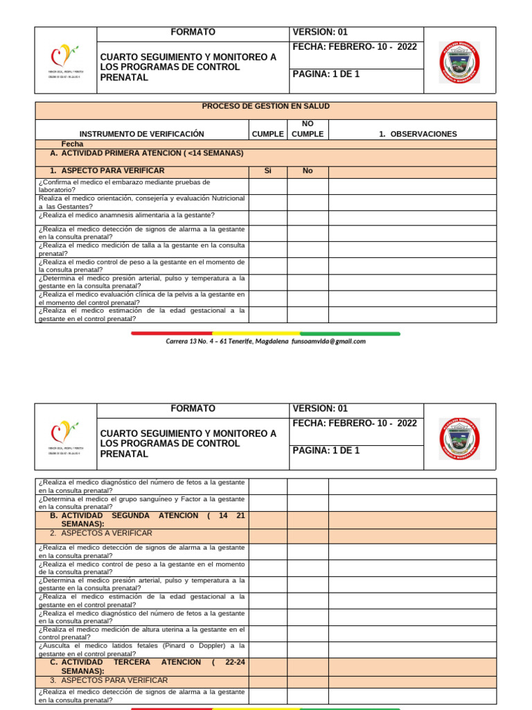 FORMATO CUARTO SEGUIMIENTO DE CONTROL PRENATAL | PDF | Cuidado de la salud