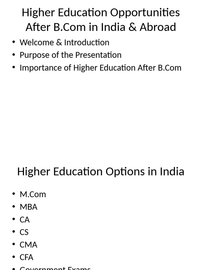 Higher Education After BCom | PDF