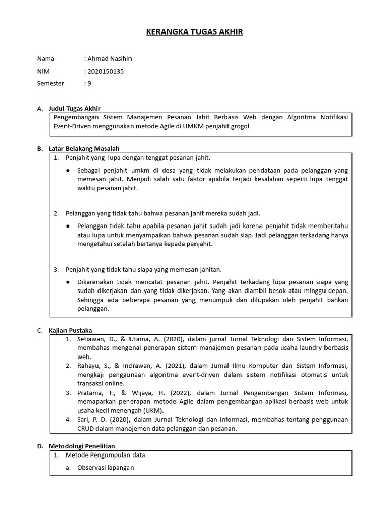 Form Pengajuan Judul TA Teknik Informatika-1 | PDF