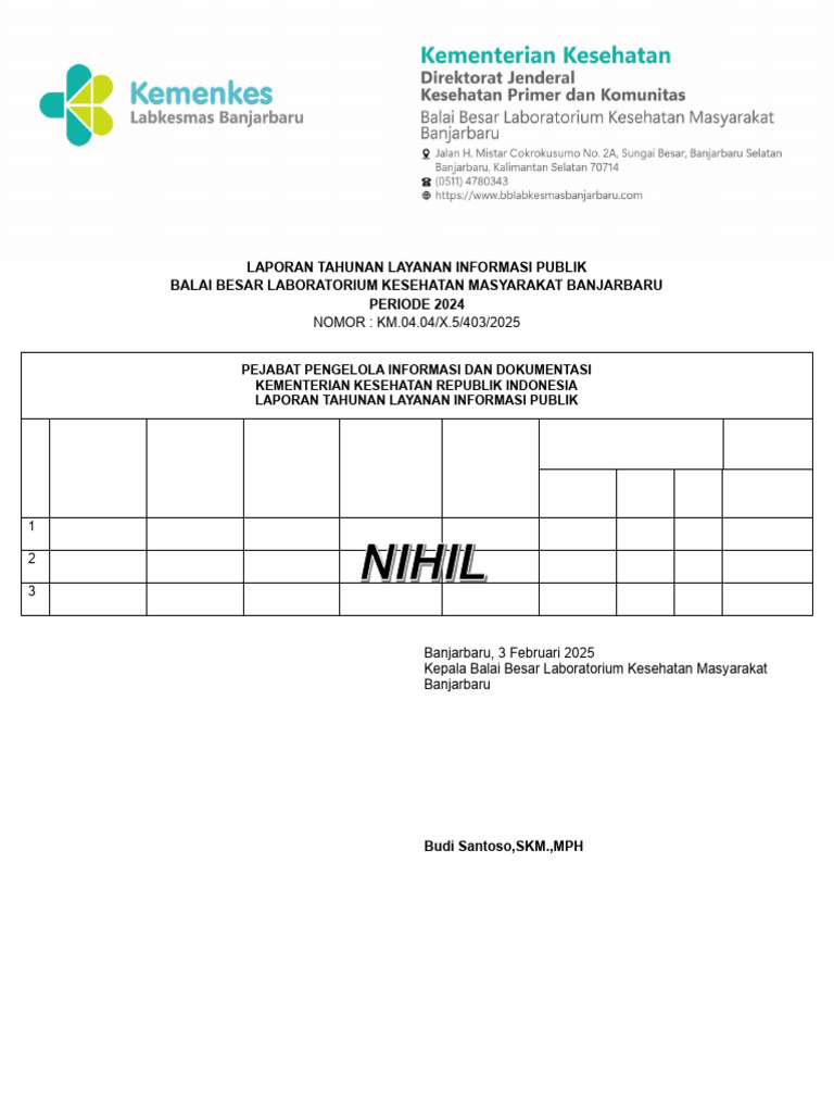 LAPORAN TAHUNAN LAYANAN INFORMASI PUBLIK_2024 | PDF
