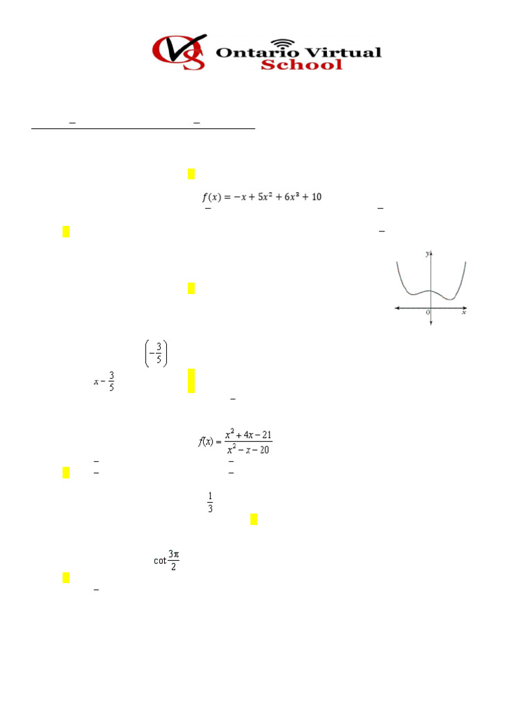 Final Exam Practice Solutions | PDF | Function (Mathematics) | Polynomial