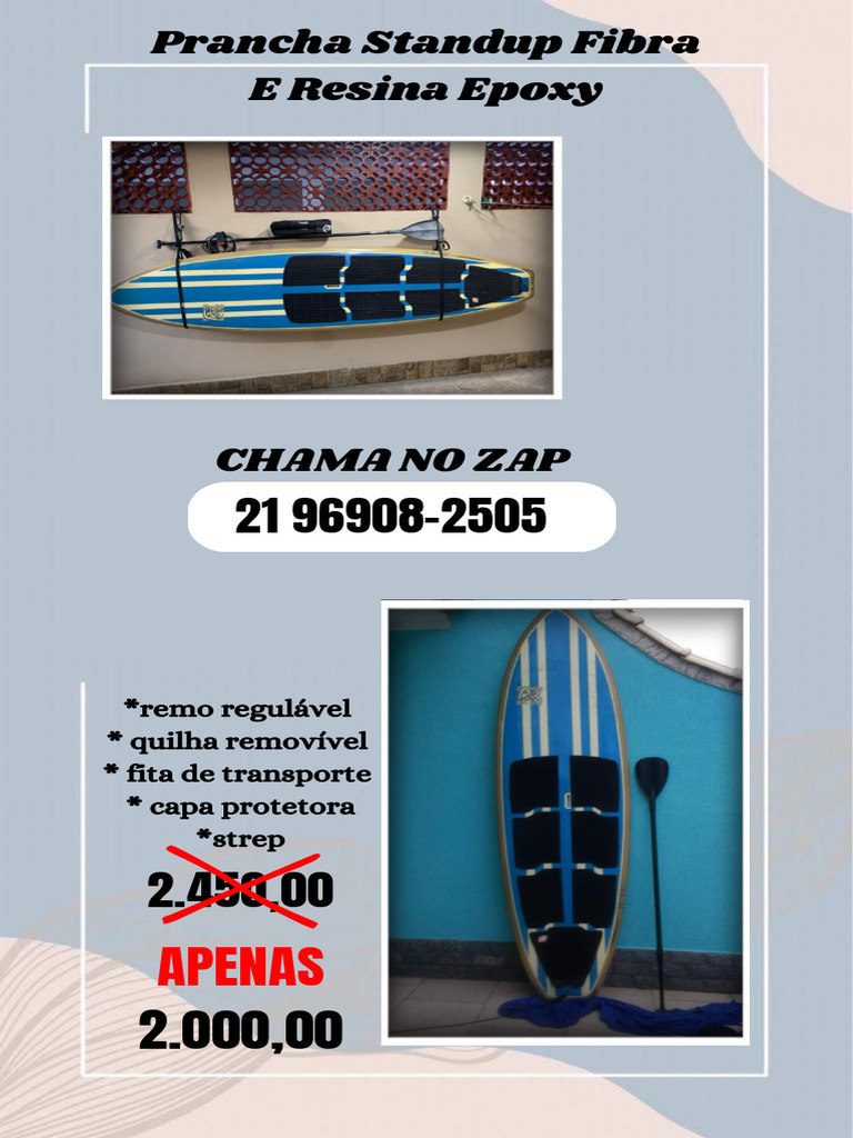 Prancha Standup Paddle Sup Fibra E Resina Epoxy Completo 10 | PDF