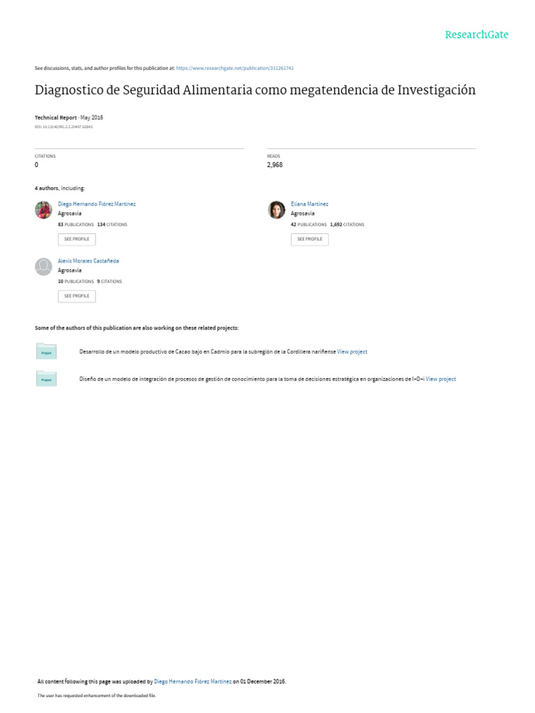 Diagnostico, Megatendencia, Seguridad Alimentaria | PDF | Alimentos | Seguridad alimentaria
