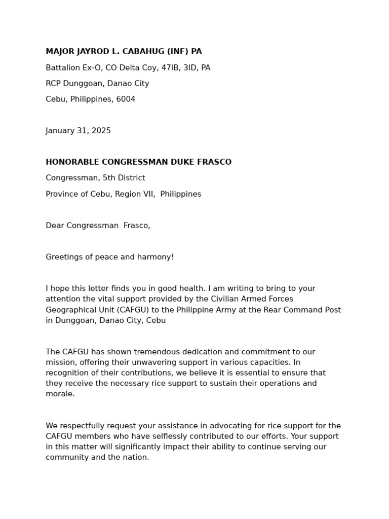 Request Letter - Rice Subsidy | PDF