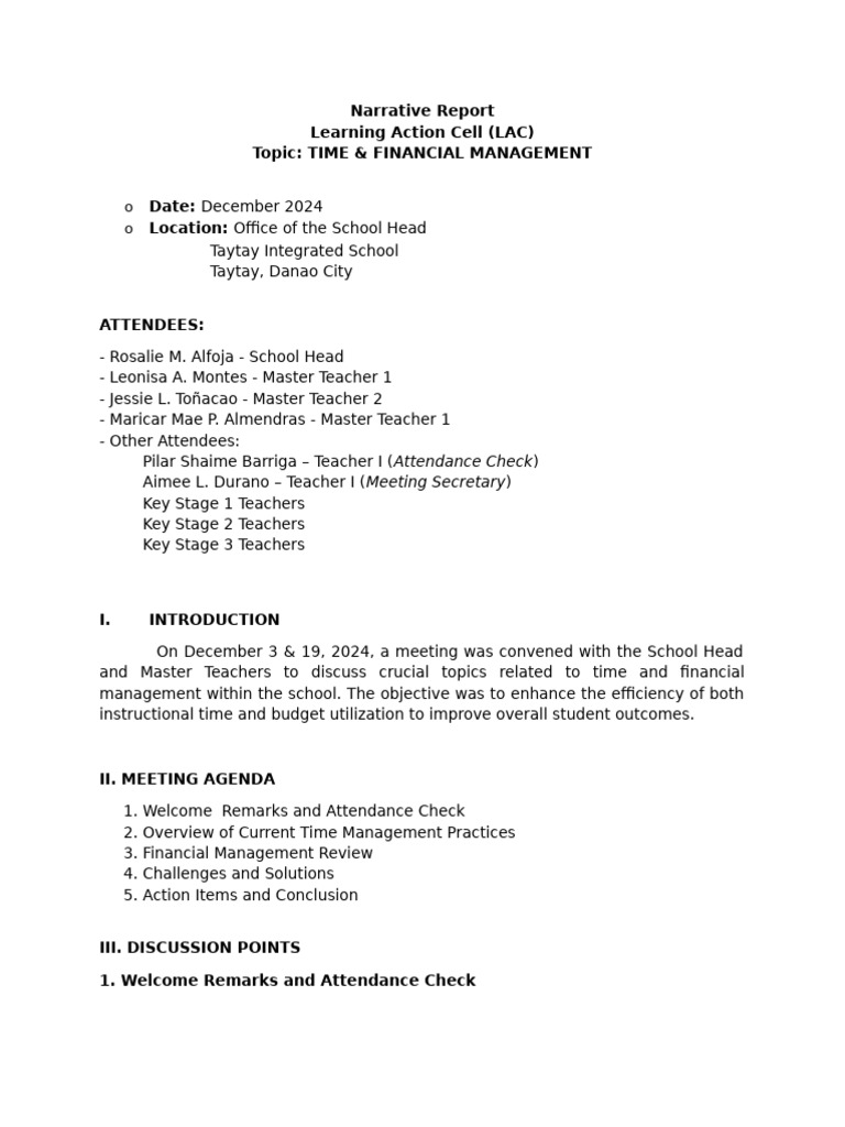 Time and Financial Management | PDF | Teachers | Learning