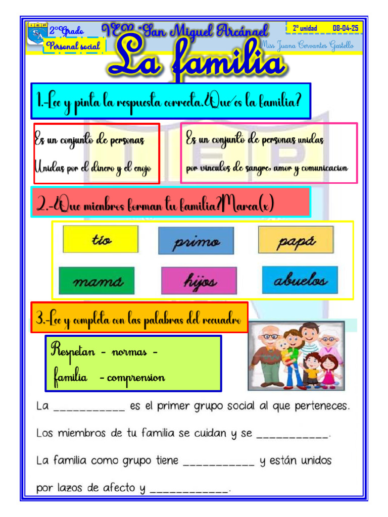 P.S 2°grado 2025 II UNIDAD LA FAMILIA | PDF