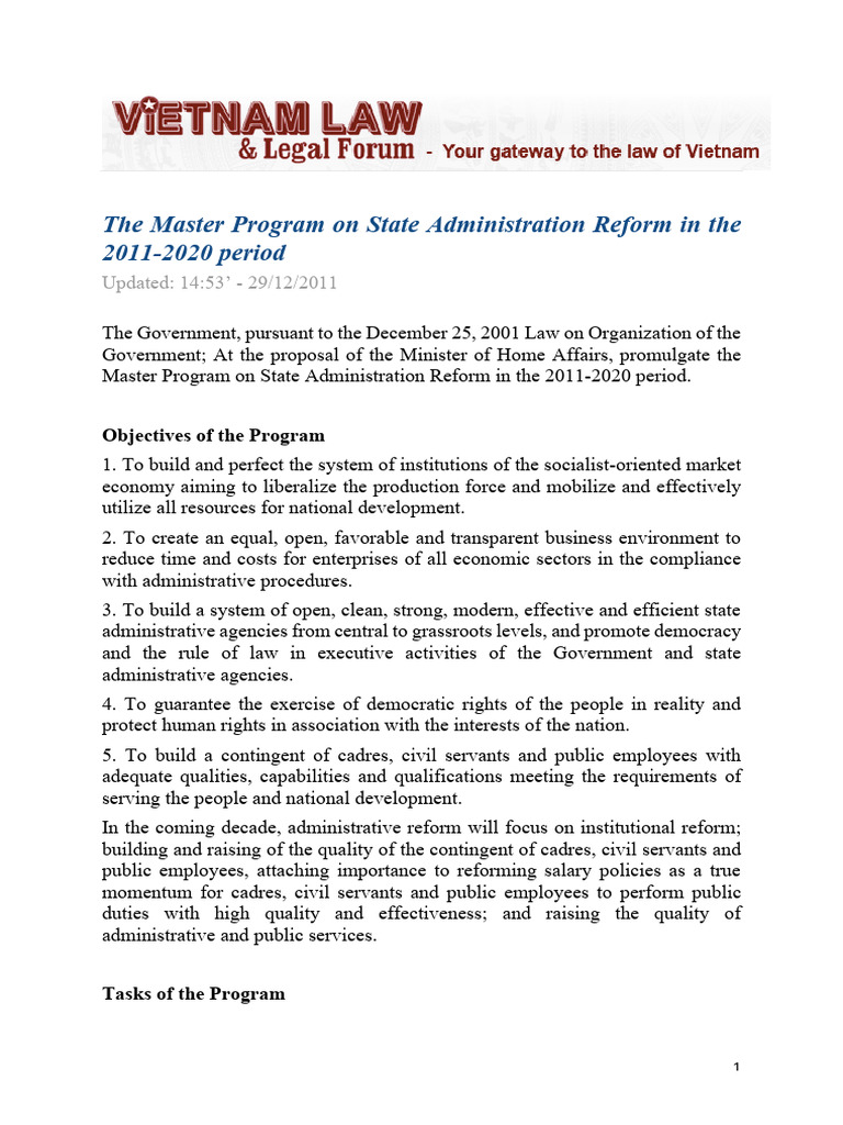 State Administration Reform 2011-2020 Plan | PDF | Civil Service | Salary