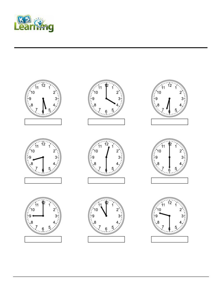 Grade 1 Telling Time Half Hours A | PDF
