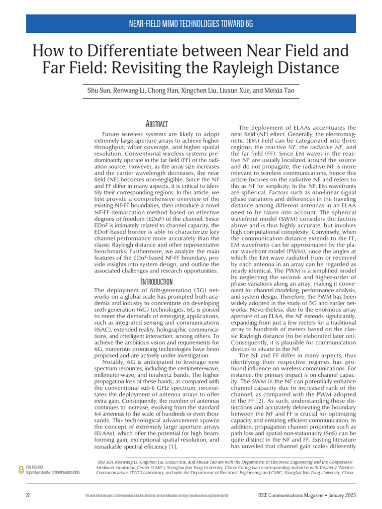 How To Differentiate Between Near Field and Far Field Revisiting The Rayleigh Distance | PDF ...