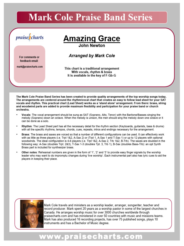 Mark Cole's Amazing Grace Arrangement | PDF | Saxophone | Musicology