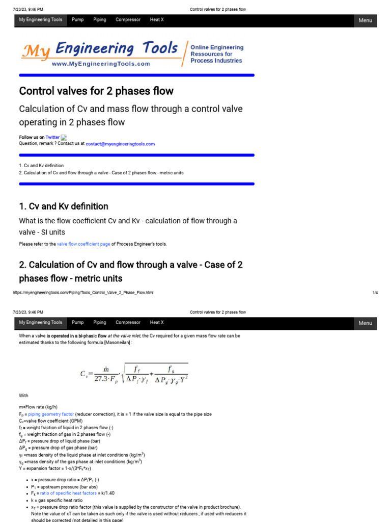 Control Valves For 2 Phases Flow | PDF | Density | Valve
