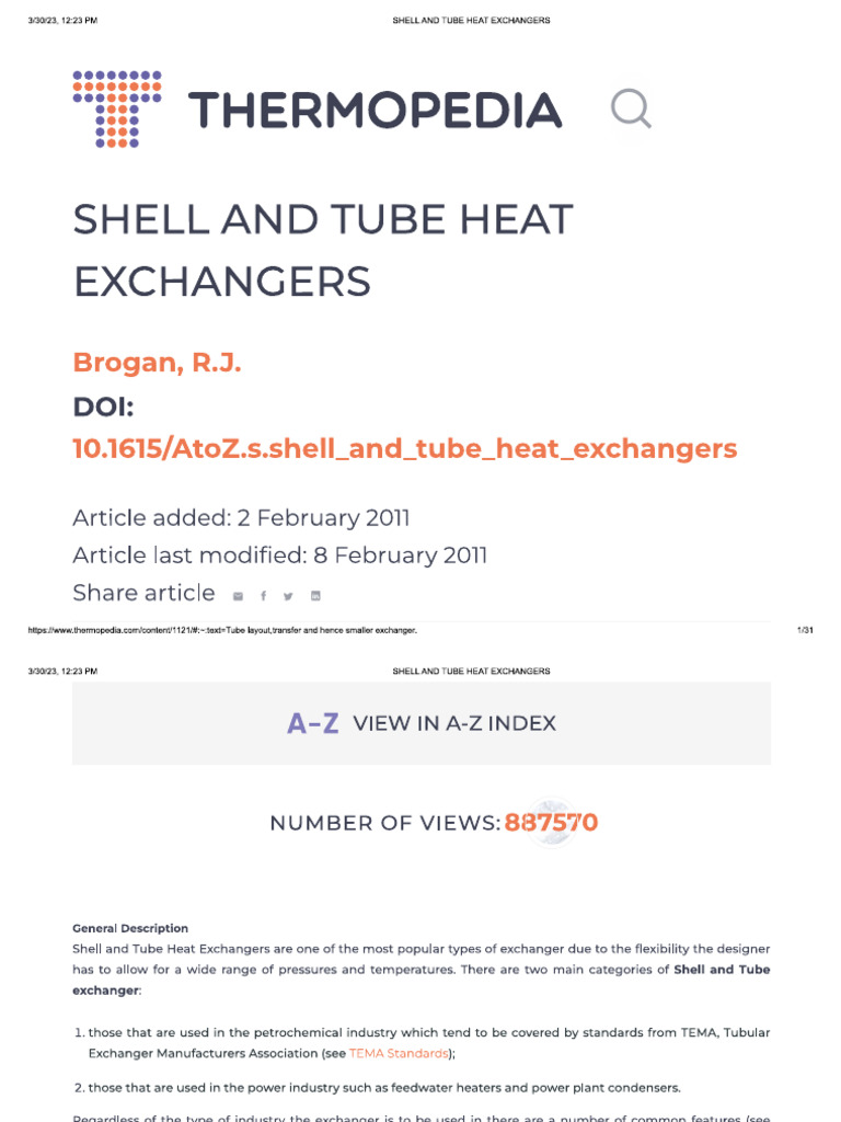 Shell and Tube Exchanger | PDF