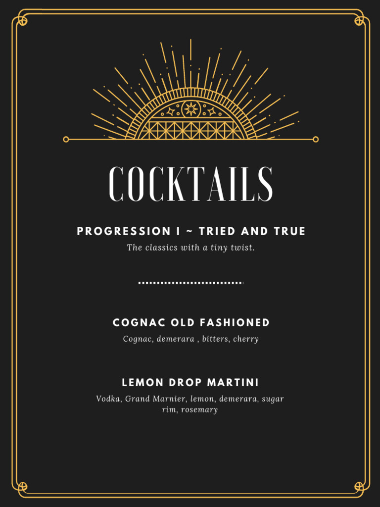 Tried and True Cocktail Menu | PDF