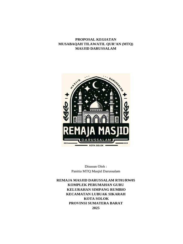 MTQ Masjid Darussalam 2025: Proposal Kegiatan | PDF
