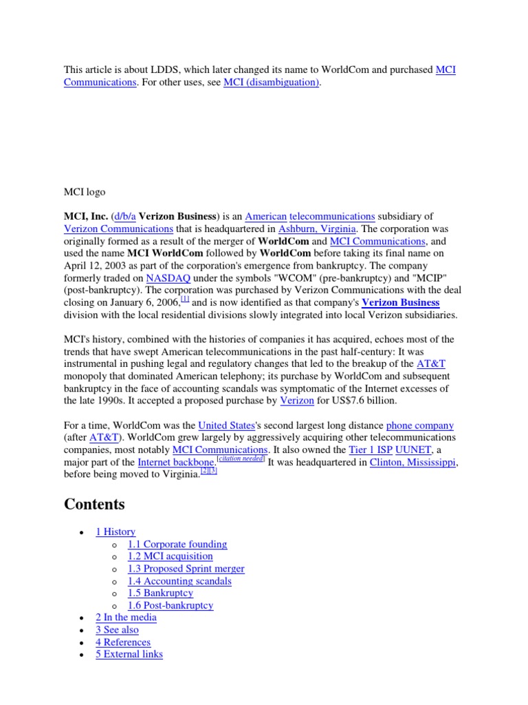 MCI, Inc. (: Verizon Business | PDF | Corporations | Corporate Law