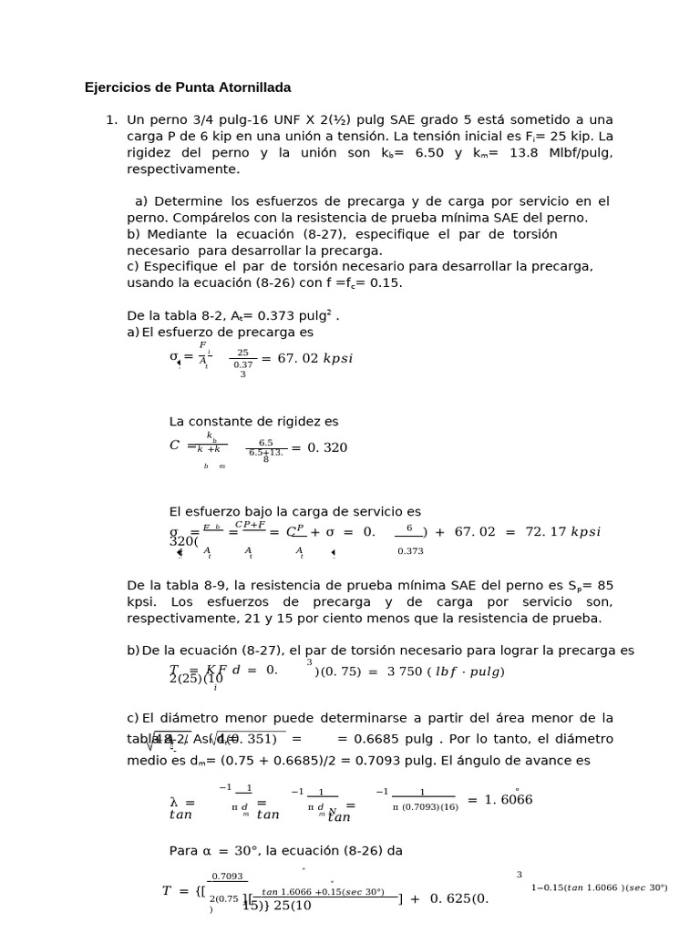 Ejer Cici Os | PDF | Tornillo | Ingeniería mecánica