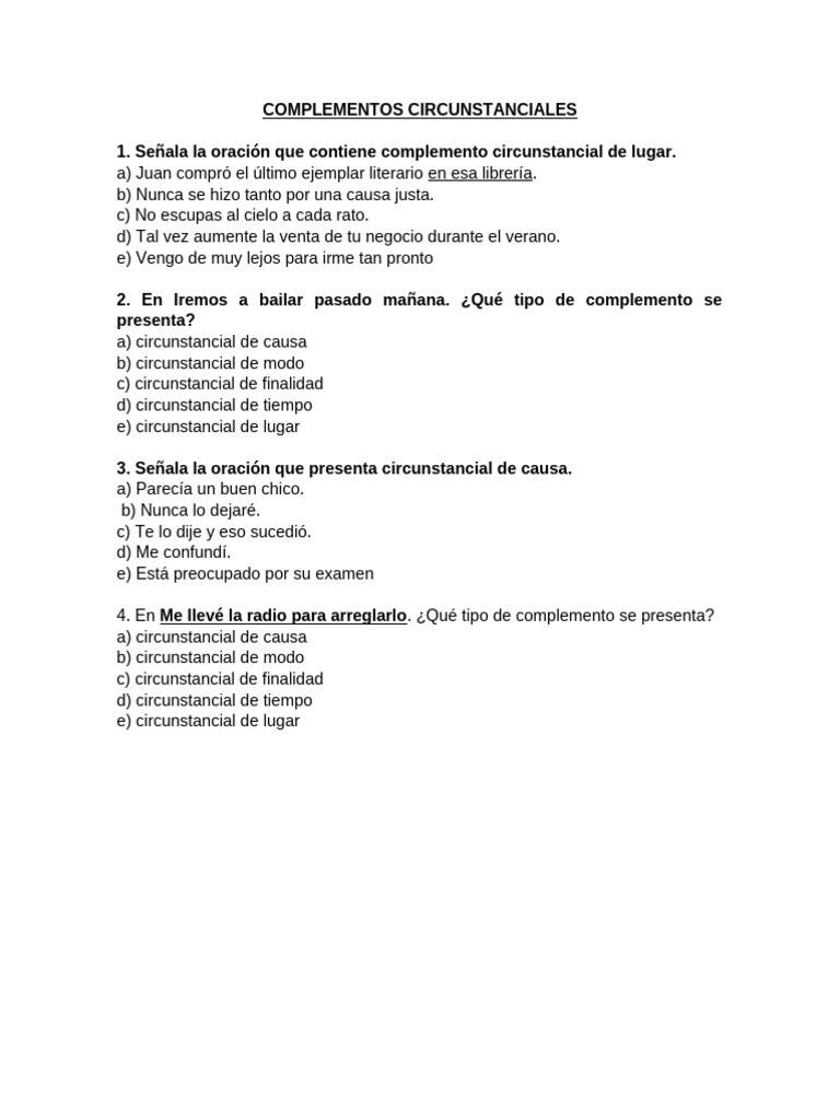 Ejemplos de Complementos Circunstanciales | PDF