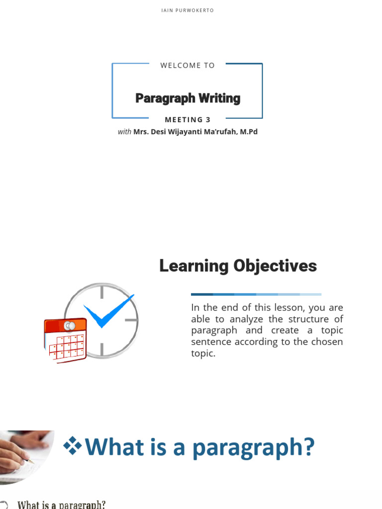 Paragraph Writing Meeting 3 | PDF