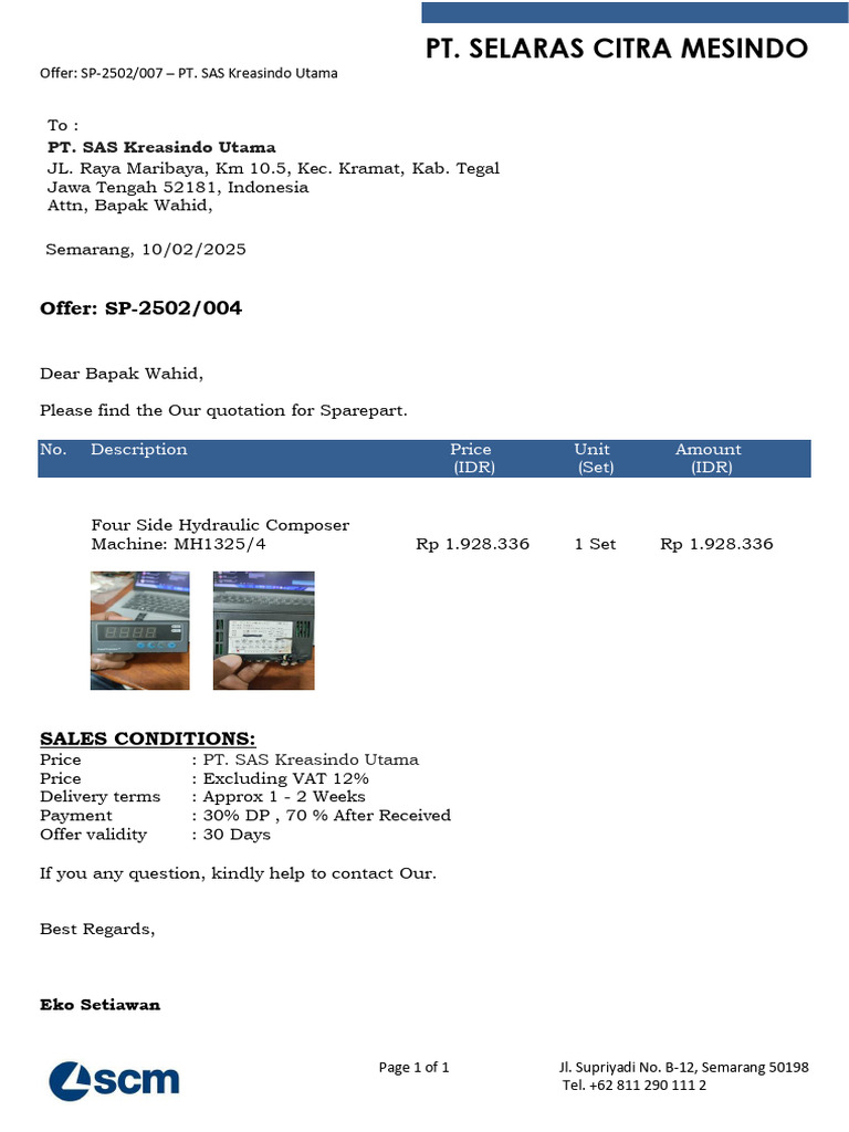 PT SAS Kreasindo 2502-007-2 | PDF