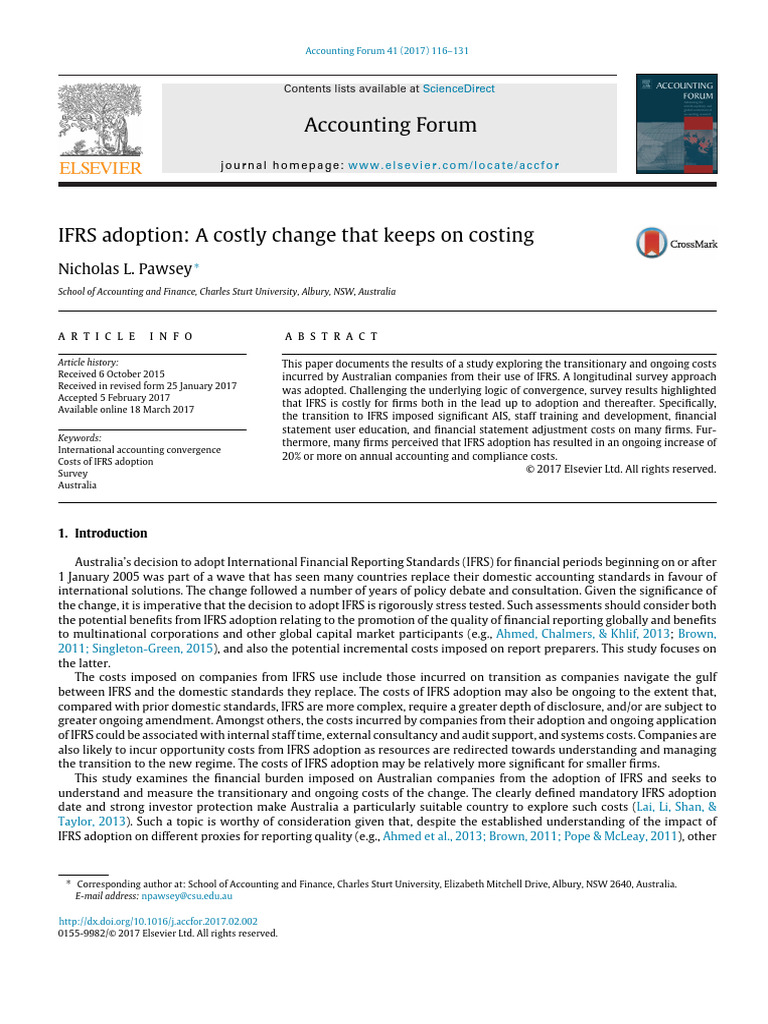 Costs of IFRS Adoption in Australia | PDF | International Financial ...