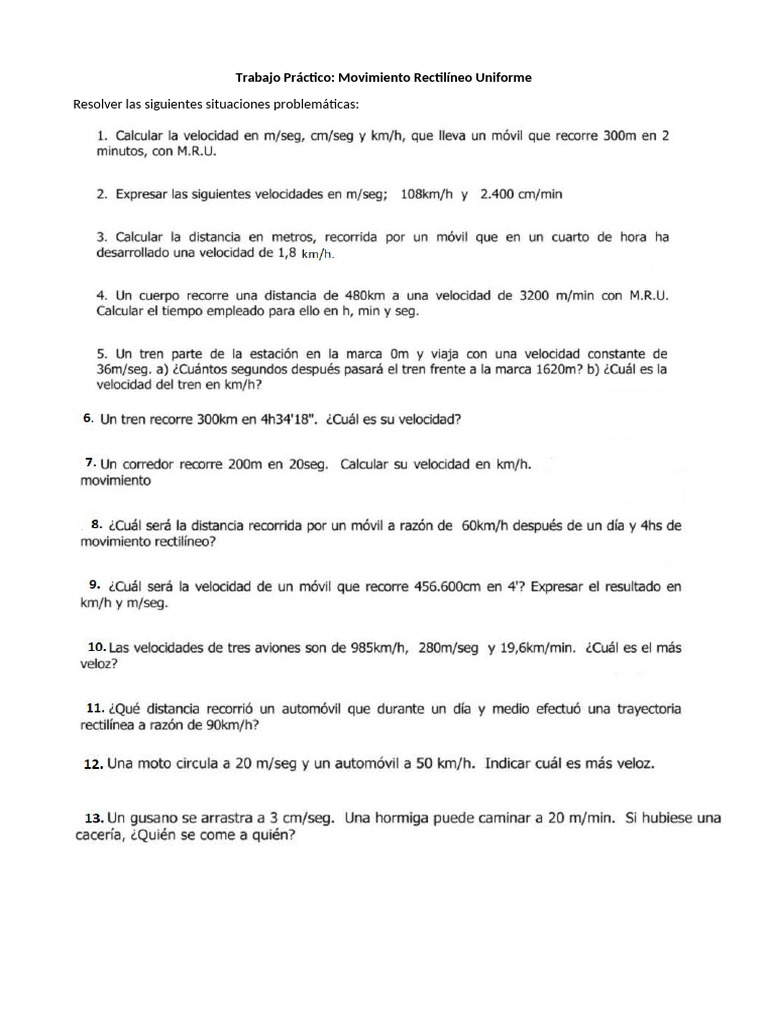 Trabajo Practico MRU | PDF