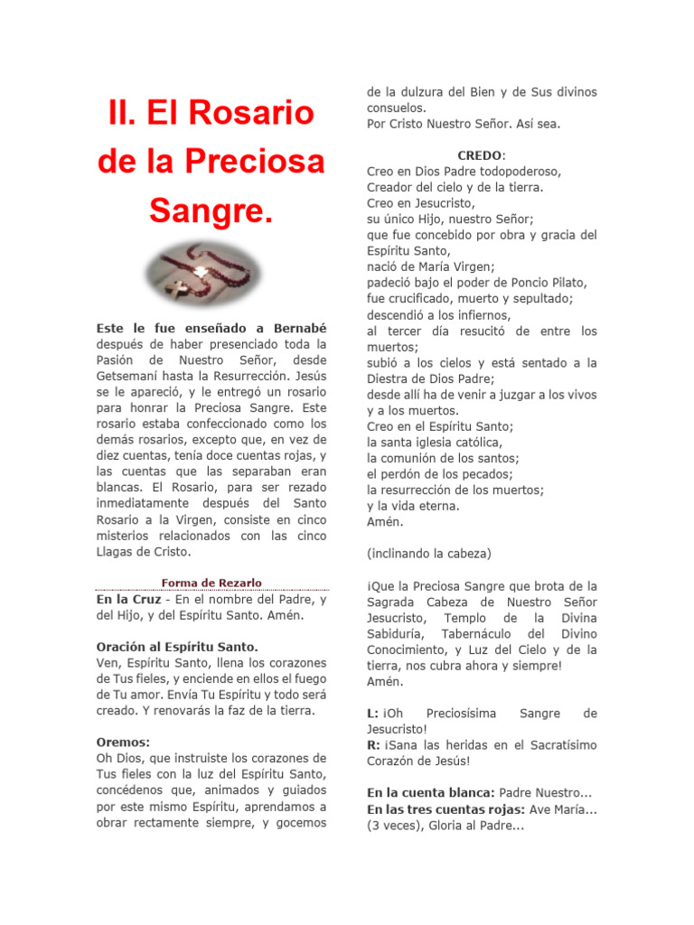 Santo Rosario de La Preciosa Sangre | PDF | Cristo (título) | María, madre de Jesús