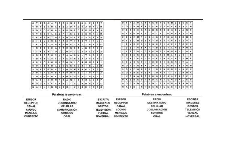 Sopa de Letra Sobre El Circuito de Comunicación | PDF