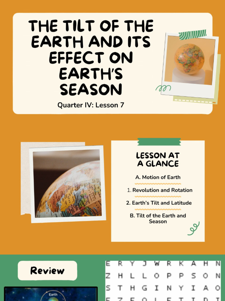 Lesson 7 - The Tilt of the Earth and Its Effect on the Earth's Season | PDF