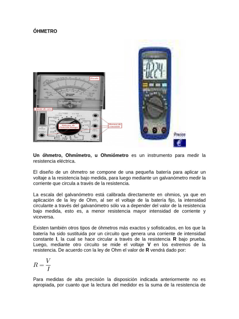 Funcionamiento del Óhmetro | PDF