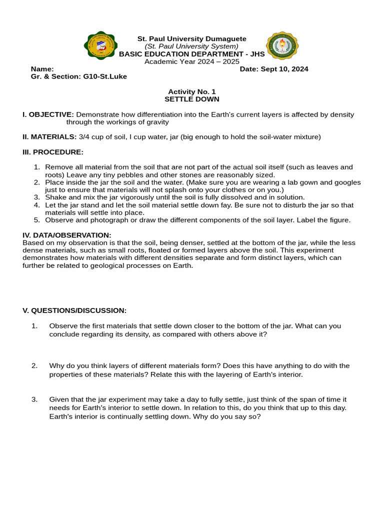 Science 10 Activity 1 and 2 | PDF | Plate Tectonics | Geology