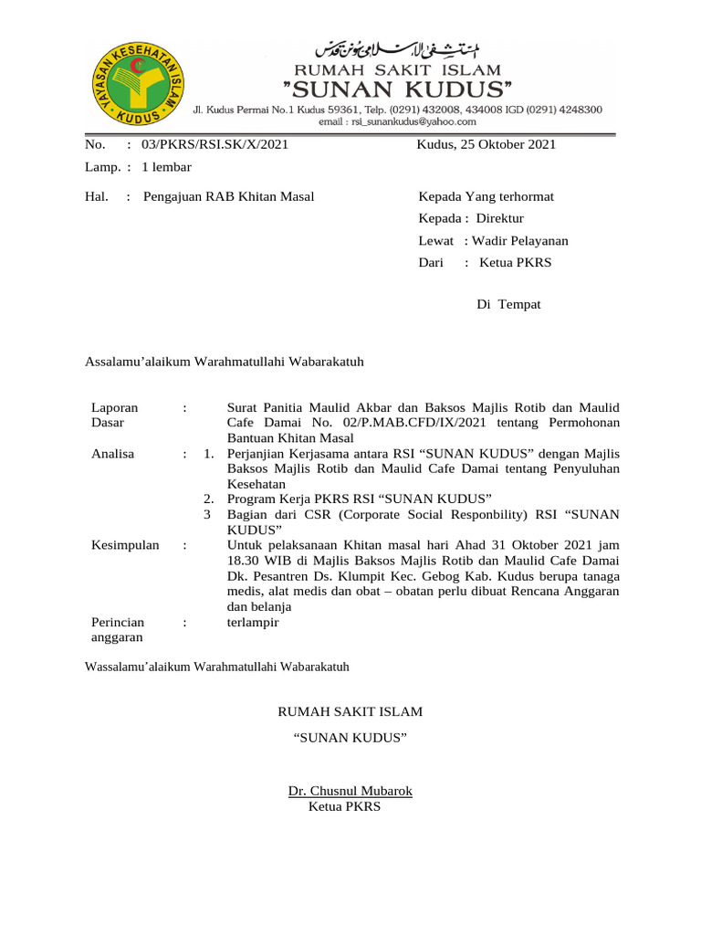 Pengajuan Rab Khitan | PDF